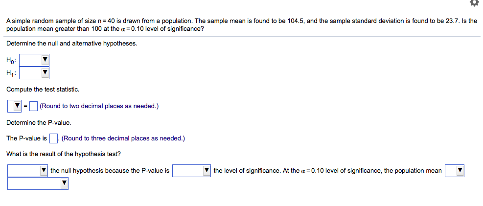 Solved A simple random sample of size n equals=40 is drawn | Chegg.com