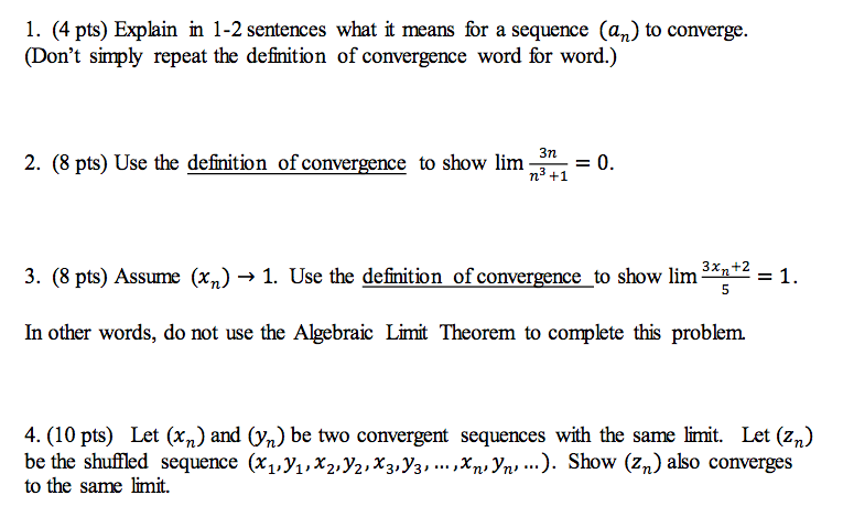 Solved Explain in 1-2 sentences what it means for a sequence | Chegg.com
