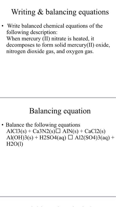 Solved Writing And Balancing Equations Write Balanced Chemical