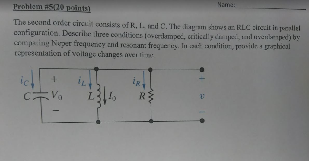 Solved Name: Problem #5(20 points) The second order circuit | Chegg.com