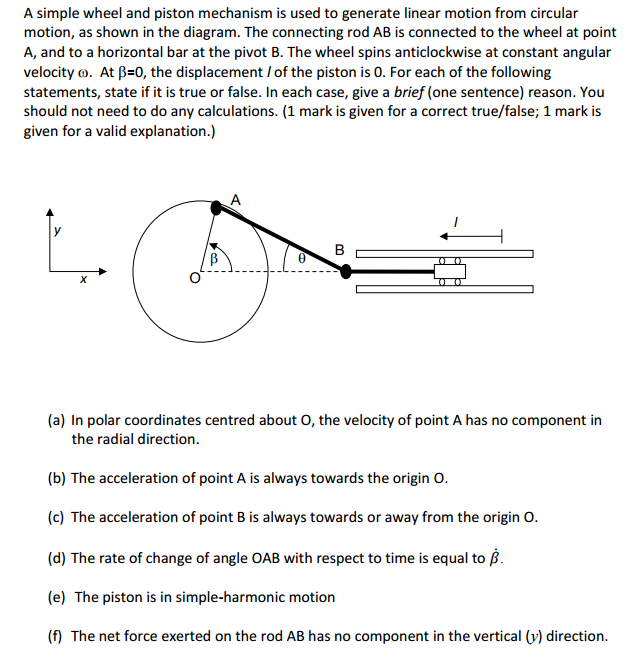 A simple wheel and piston mechanism is used to | Chegg.com