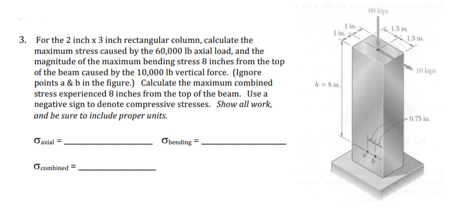 Solved 3. For the 2 inch x 3 inch rectangular column, | Chegg.com
