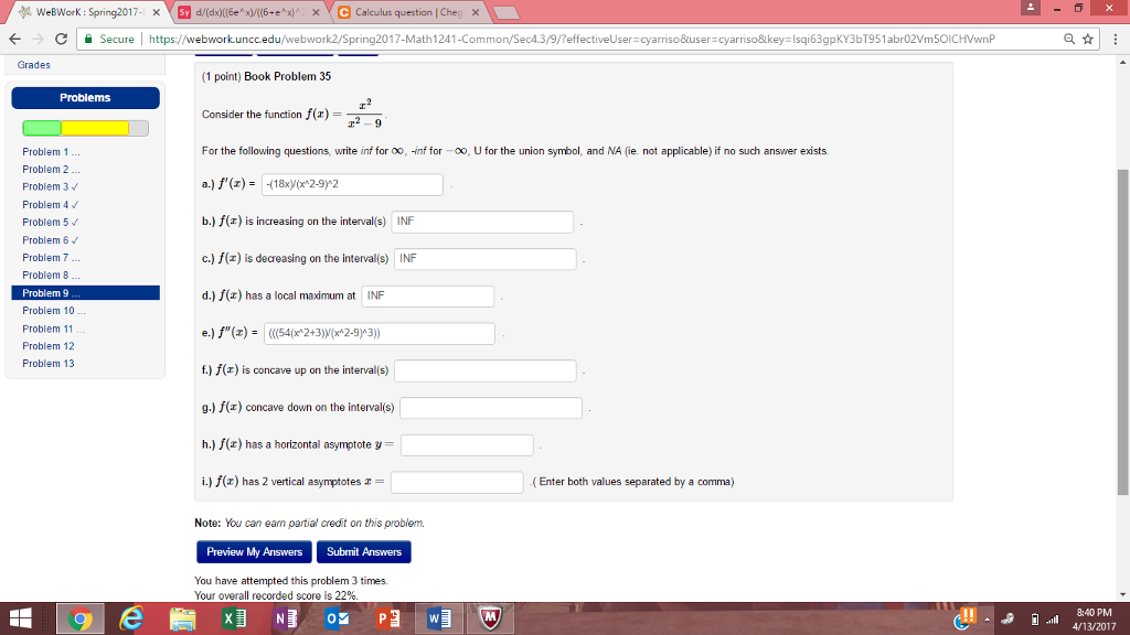 Calculus Archive | April 13 2017 | Chegg.com