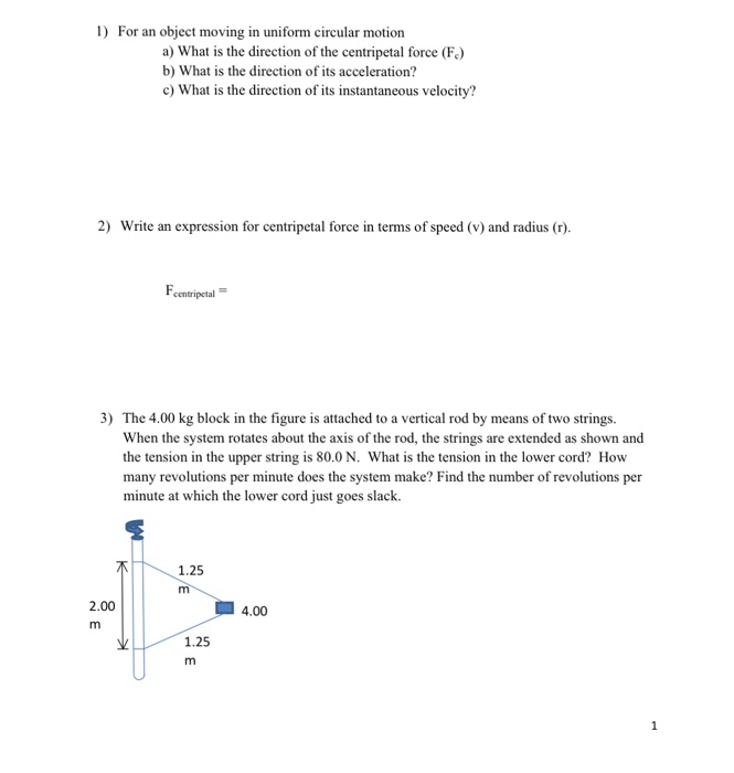 Solved For an object moving in uniform circular motion What | Chegg.com
