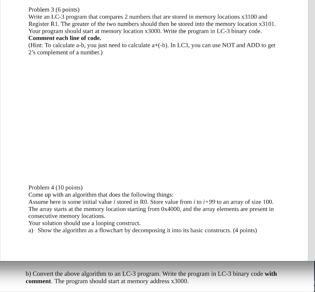 Solved Problem 3 6 Points Write An Lc 3 Program That 