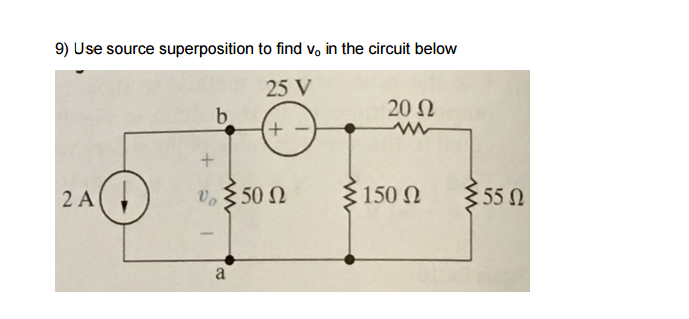 Solved Use source superposition to find v0 in the circuit | Chegg.com