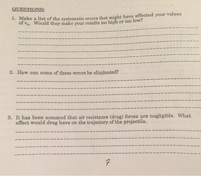 Solved Make a list of the systematic errors that might have | Chegg.com