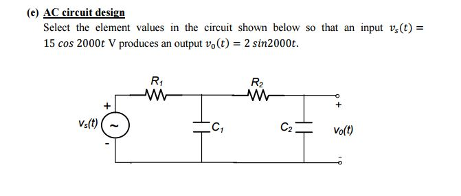 Solved Select the element values in the circuit shown below | Chegg.com
