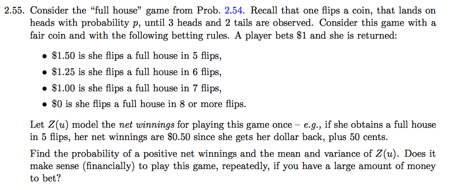 Solved Consider the "full house" game from Prob. 2.54. | Chegg.com