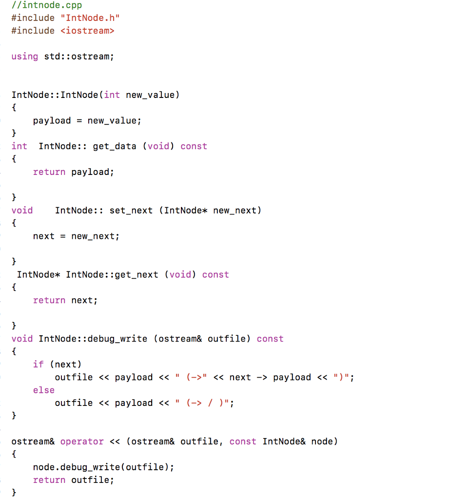 IntList.h | Chegg.com