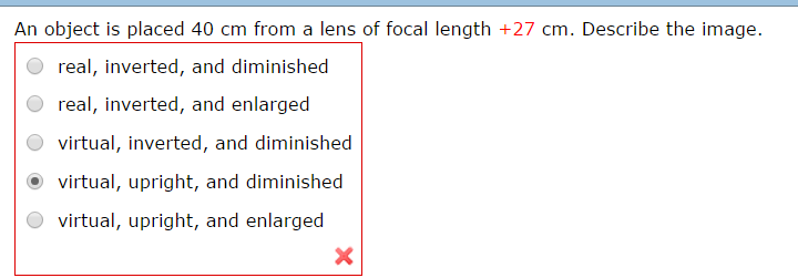 Solved An object is placed 40 cm from a lens of focal length | Chegg.com