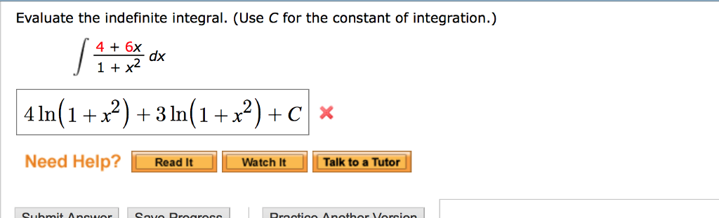 Solved Evaluate the indefinite integral. (Use C for the | Chegg.com