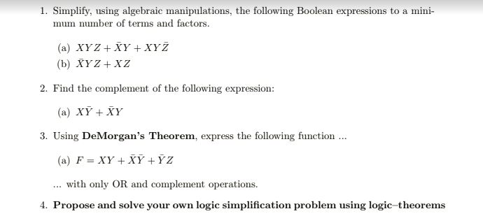Solved 1. Simplify, using algebraic manipulations, the | Chegg.com