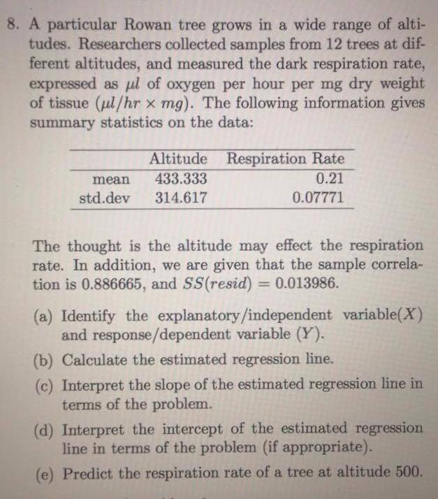 Solved A particular Rowan tree grows in a wide range of | Chegg.com