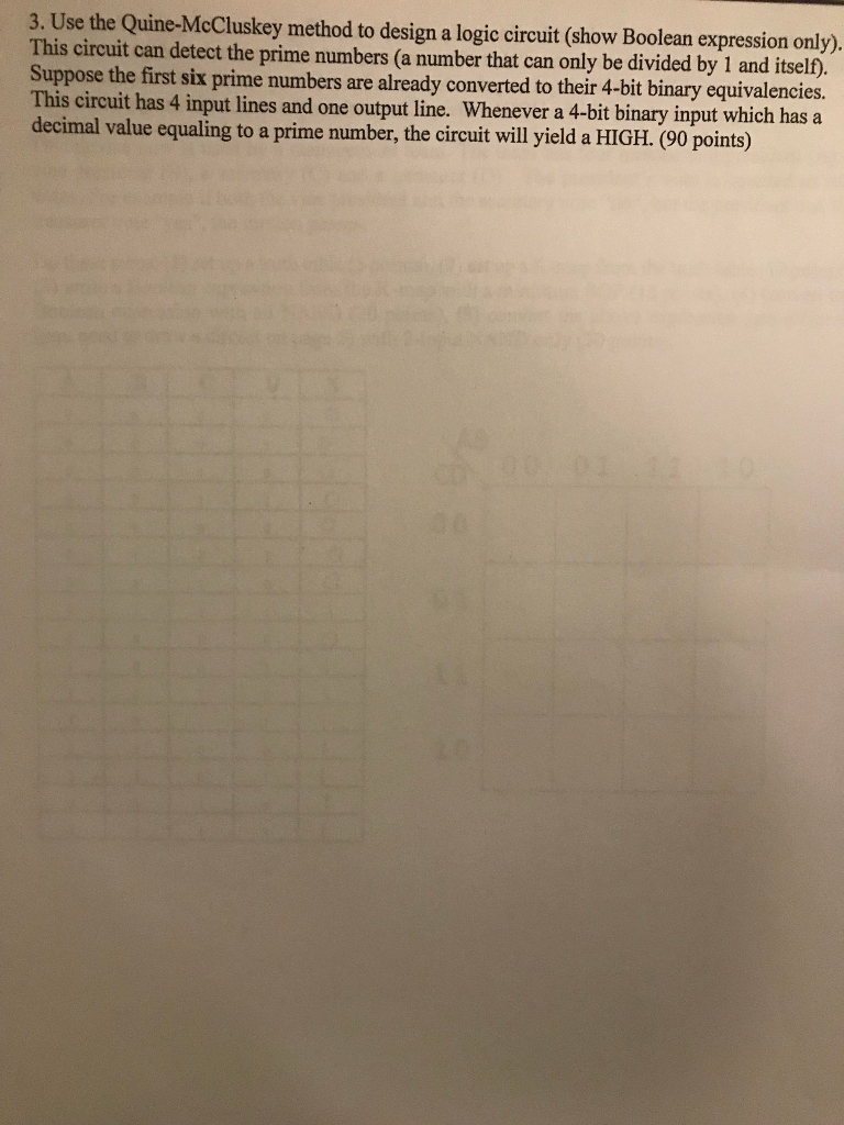 Solved 3. Use the Quine-McCluskey method to design a logic | Chegg.com
