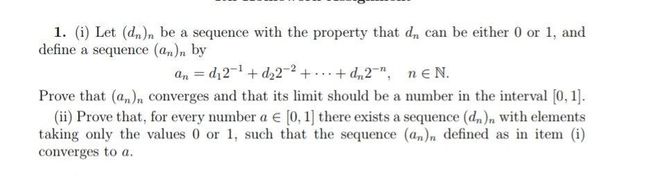 Solved 1 I Let Dnn Be A Sequence With The Property That