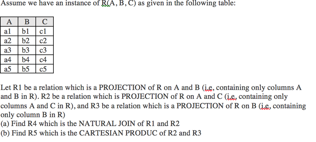 Solved Assume we have an instance of R(A, B, C) as given in | Chegg.com
