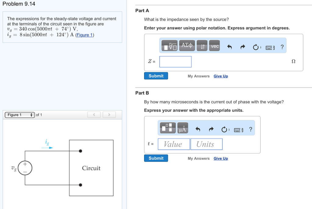 Solved The expressions for the steady-state voltage and | Chegg.com