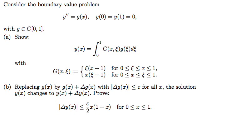 Solved Consider the boundary-value problem y" = g(x), y(0) | Chegg.com