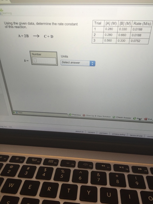 Solved Using the given data. determine the rate constant of | Chegg.com