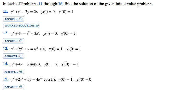 Solved In each of Problems 11 through 15, find the solution | Chegg.com