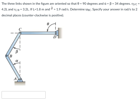 Solved The three links shown in the figure are oriented so | Chegg.com