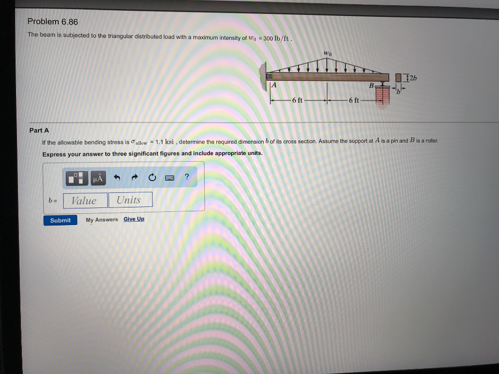 Solved Problem 6.86 The beam is subjected to the triangular | Chegg.com