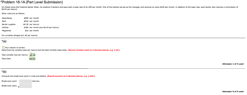 Solved Problem 18-1A (Part Level Submission) Vin Diesel owns | Chegg.com