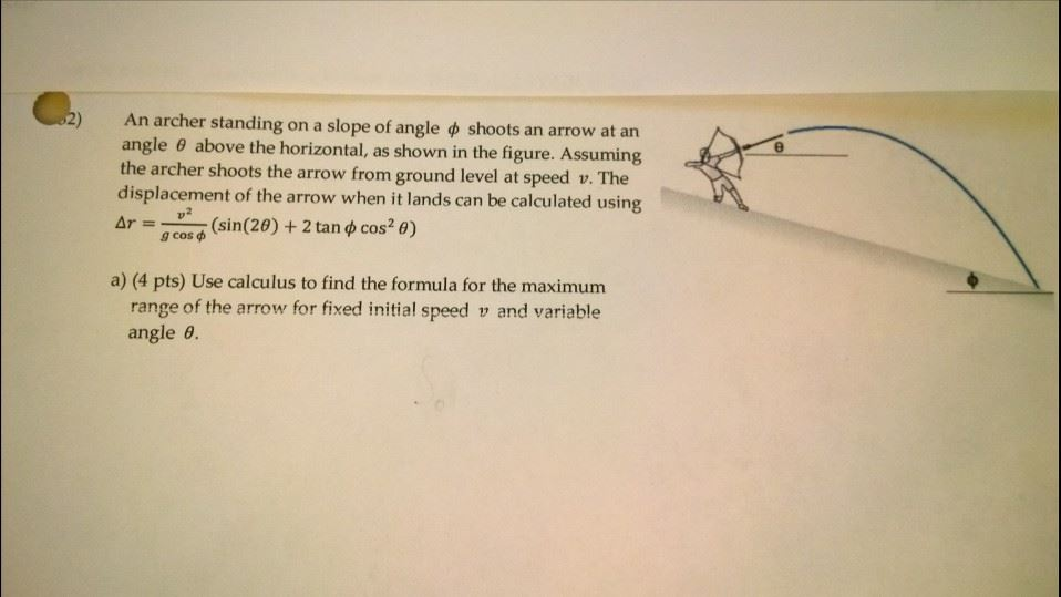 Solved An archer standing on a slope of angle (sigma) shoots | Chegg.com