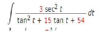 Solved Integral 3 sec^2t/tan^2t+15 tan t +54 dt | Chegg.com