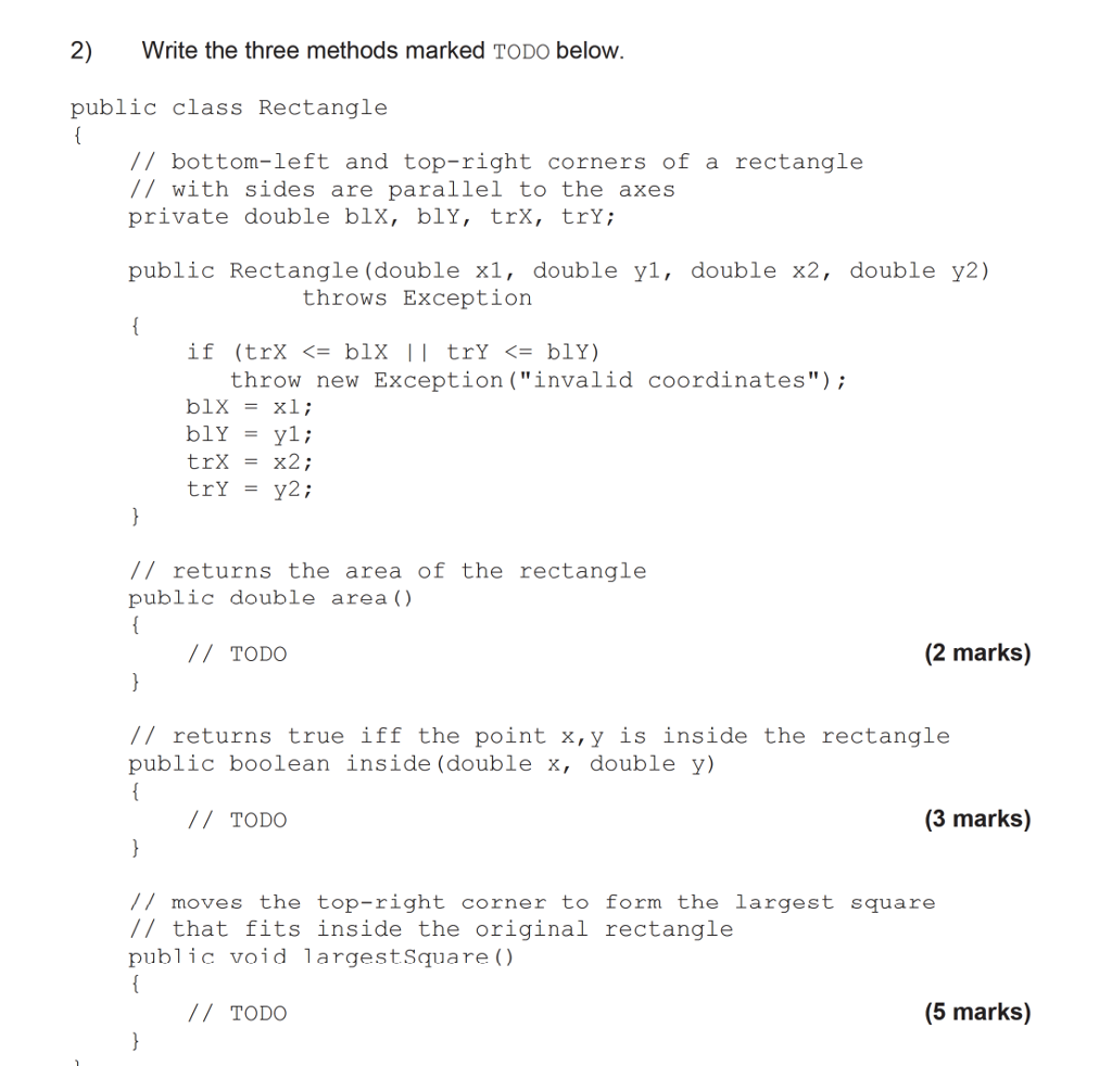 Solved Write the three methods marked TODO below. public | Chegg.com