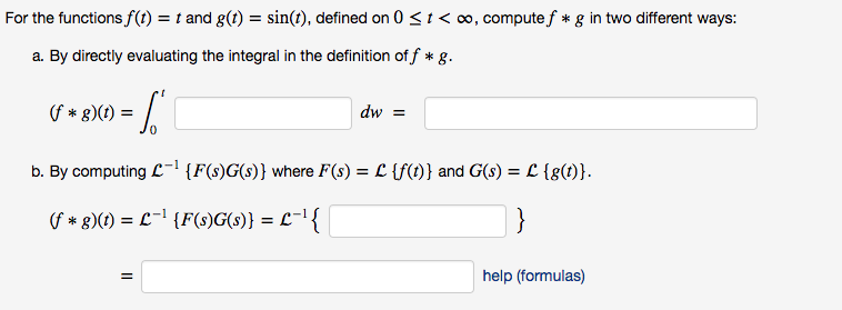 Solved For the functions f(t) = t and g(t) = sin(t), defined | Chegg.com