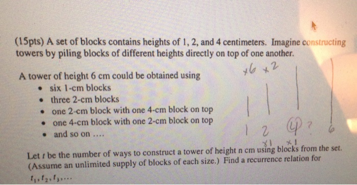A set of blocks contains heights of 1,2, and 4 | Chegg.com