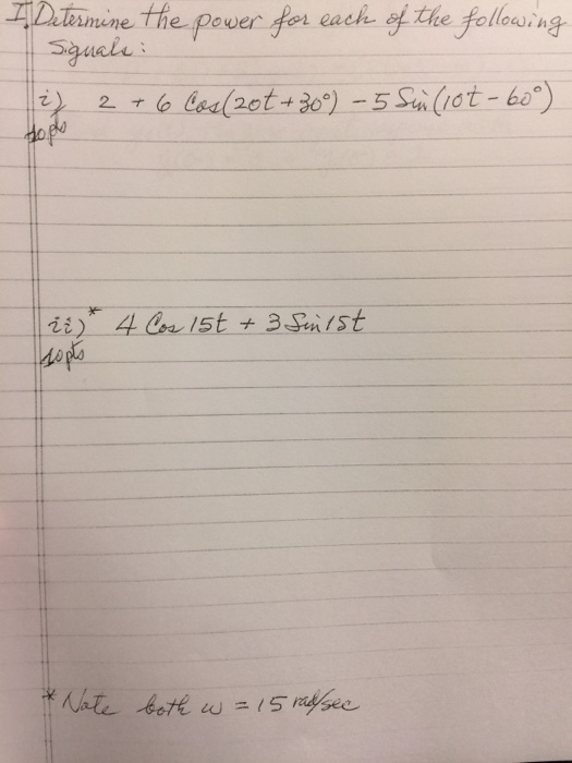 Solved Determine the power for each of the following | Chegg.com