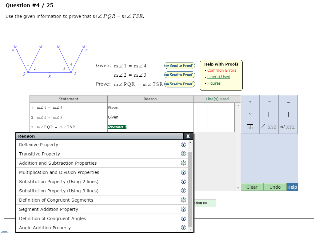Solved Use the given information to prove that m PQR = m | Chegg.com