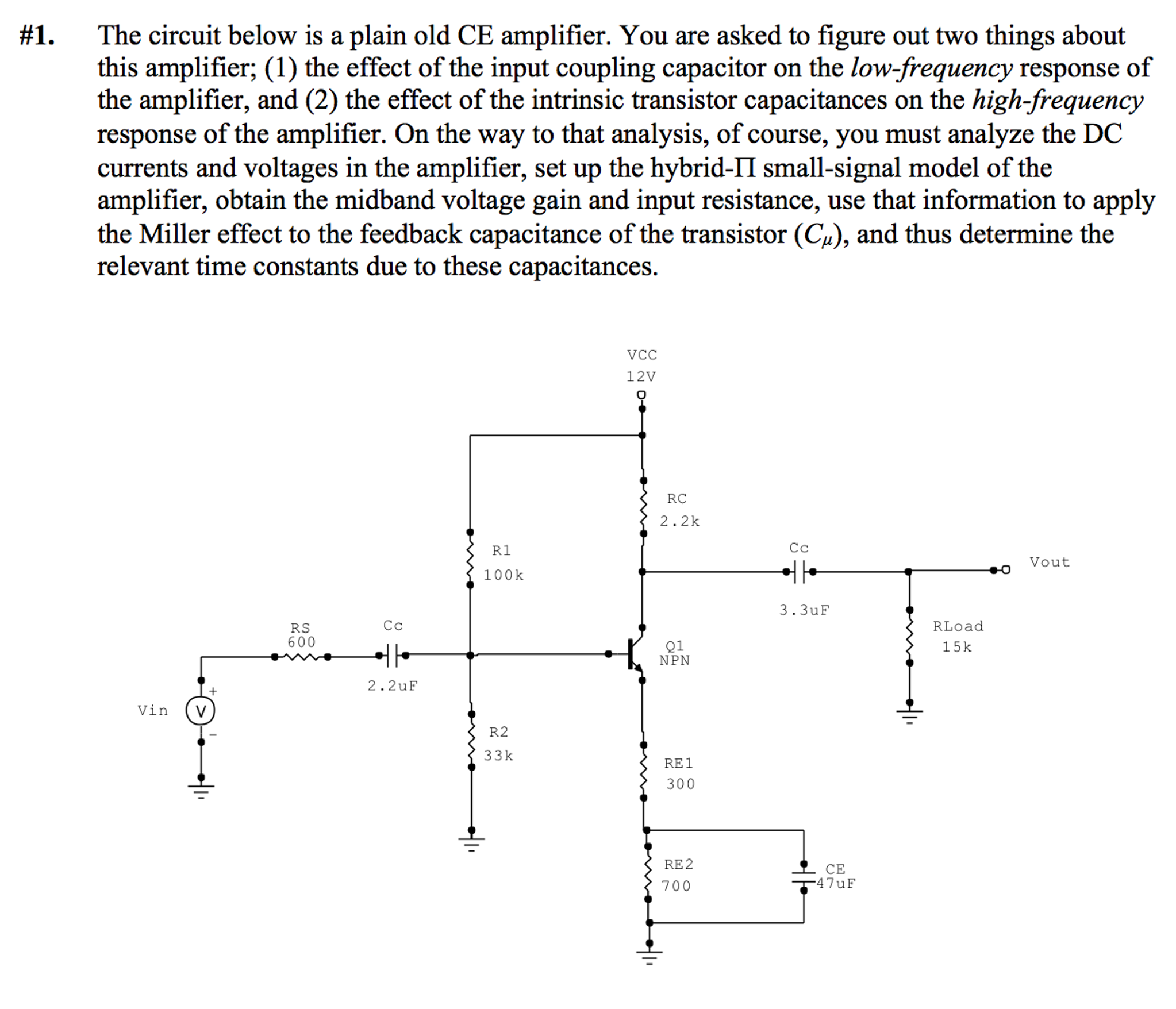 The circuit below is a plain old CE amplifier. You | Chegg.com