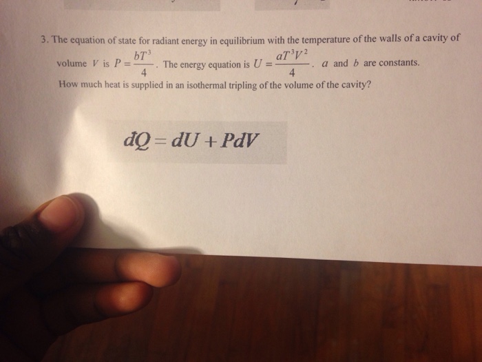 Solved The equation of state for radiant energy in | Chegg.com
