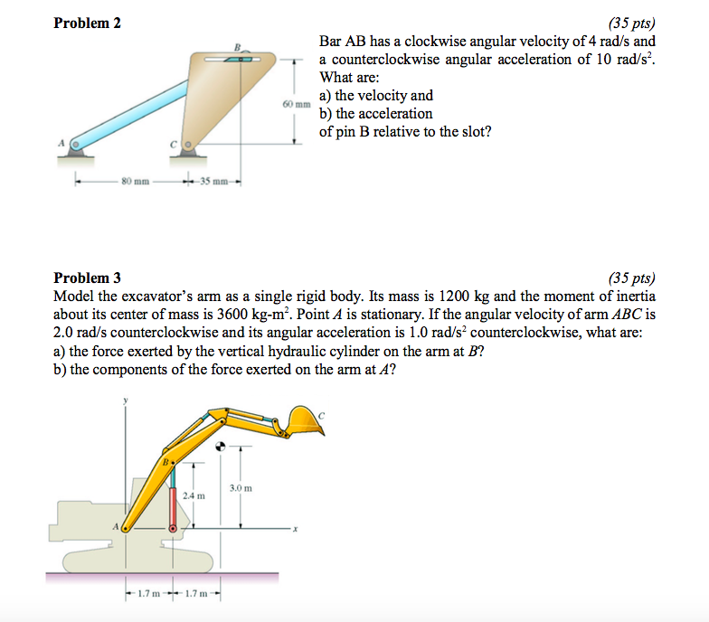 Solved Bar Ab Has A Clockwise Angular Velocity Of 4 Rads 1800
