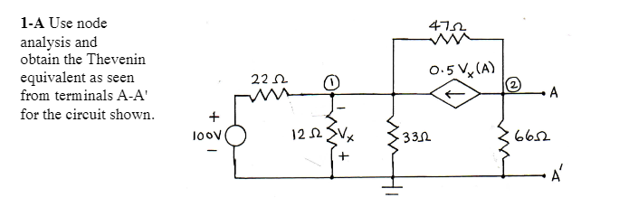 Solved Use node analysis and obtain the Thevenin equivalent | Chegg.com