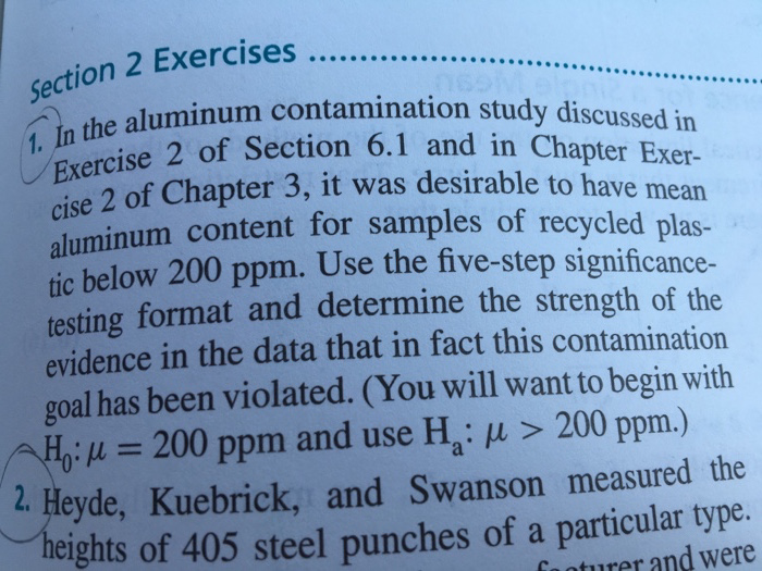 In the aluminum contamination study discussed in | Chegg.com