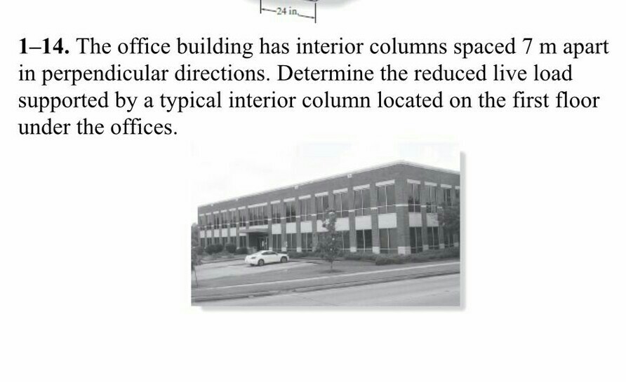 Solved The office building has interior columns spaced 7 m | Chegg.com