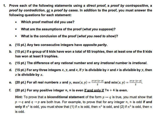 Solved Part l: Constructing Proofs (100 pt.) bagiingand end | Chegg.com