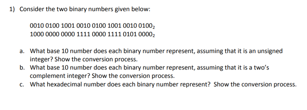 Solved 1 Consider The Two Binary Numbers Given Below 0010 2053