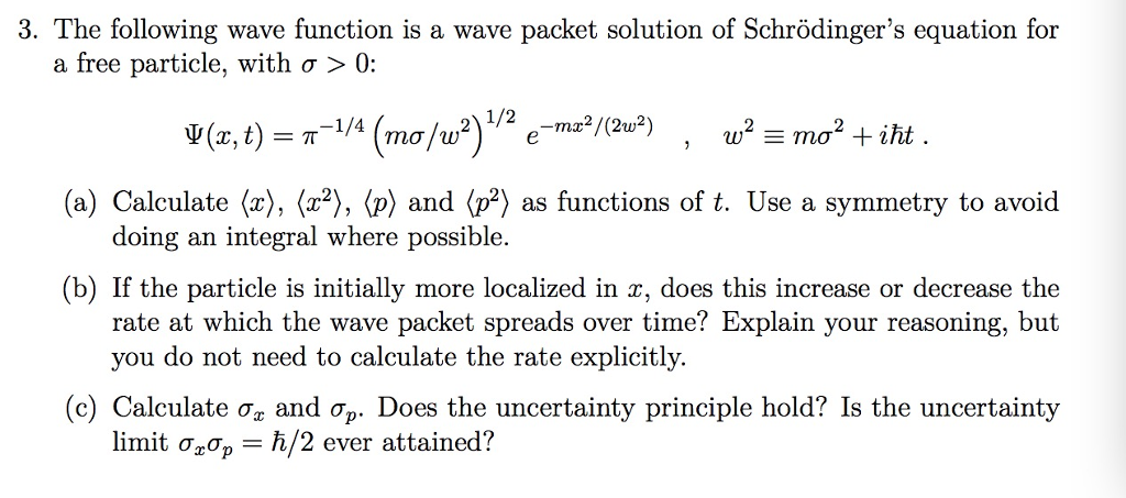 Solved 3. The following wave function is a wave packet | Chegg.com