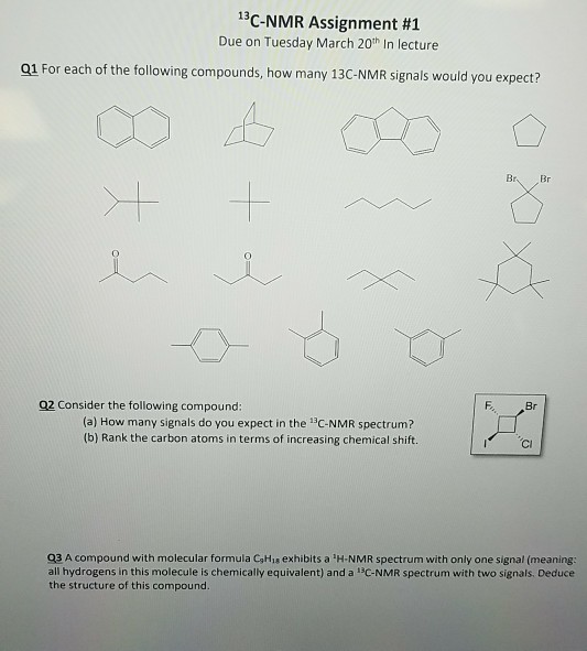 Solved 13C-NMR Assignment #1 Due on Tuesday March 20th In | Chegg.com
