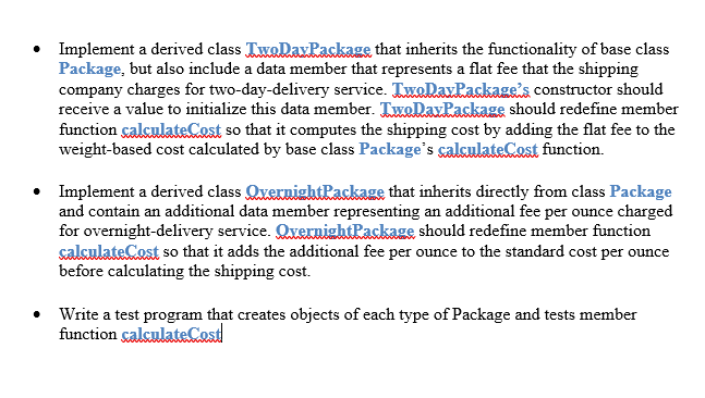 Solved C++ Program help with implemetning derived classes | Chegg.com