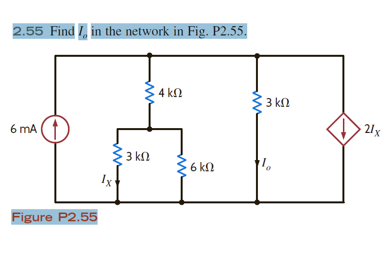 Solved 2.55 Find Io in the network in Fig. P2.55. Figure | Chegg.com