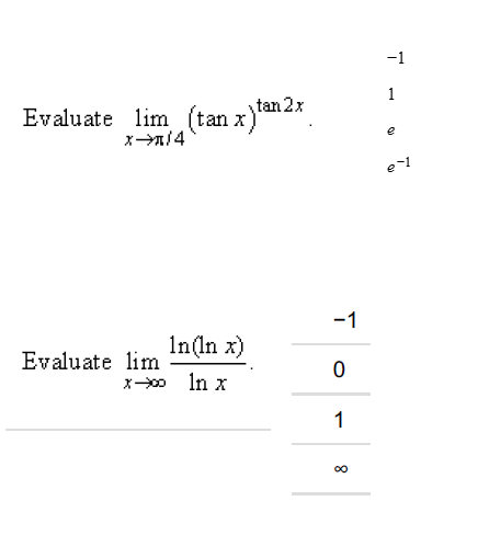 Solved Evaluate l(tan x)a2.. tan2x -1 Evaluate lim「ndnx 0 | Chegg.com