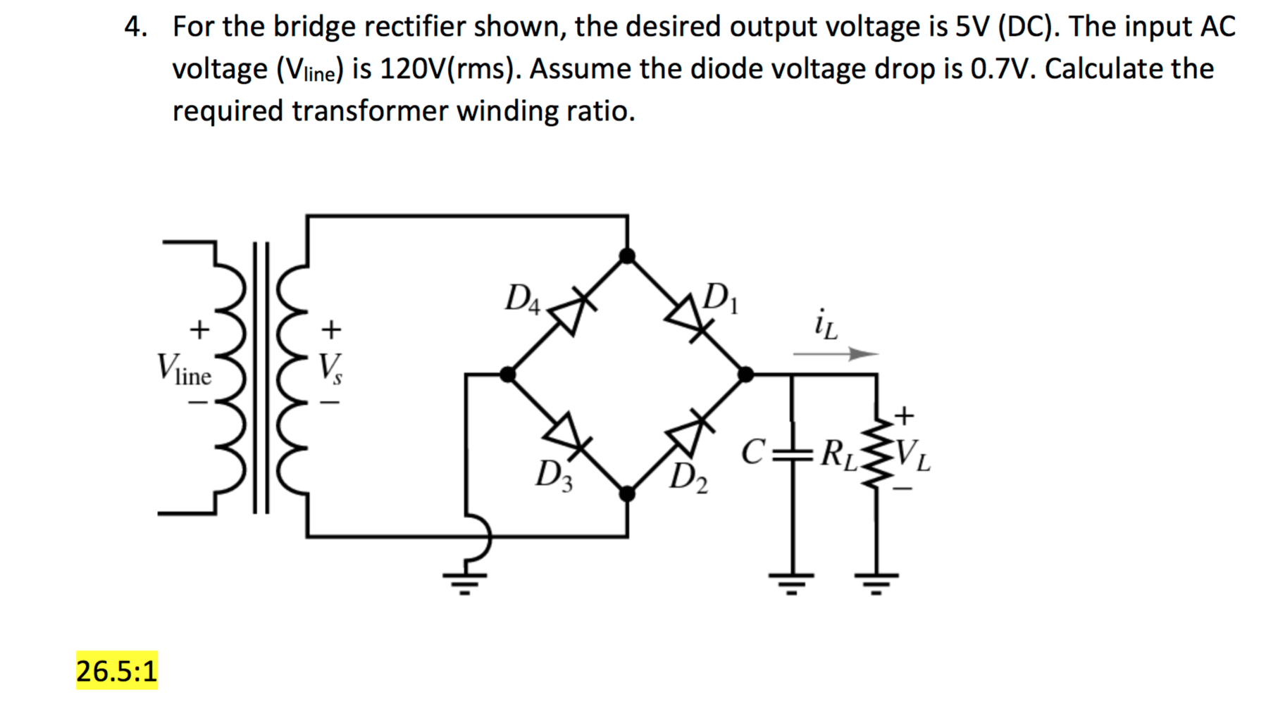 Solved For the bridge rectifier shown, the desired output | Chegg.com