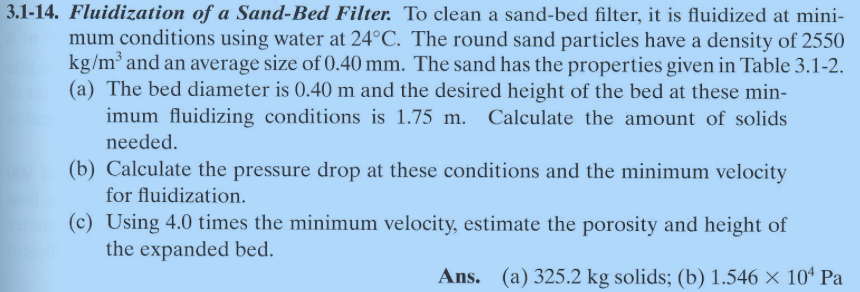 Fluidization of a Sand-Bed Filter. To clean a | Chegg.com